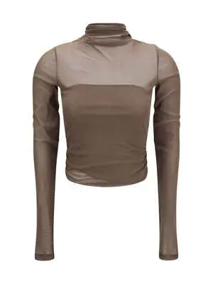 LEMAIRE Ballerina Top With Integrated Scarf - Brown