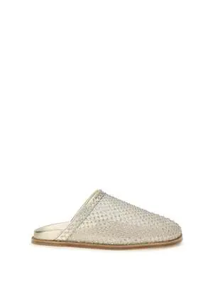 FORTE_FORTE Embellished Mesh Sabot - Silver