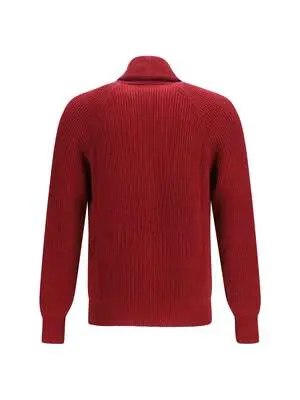 Brunello Cucinelli Ribbed Shawl Collar Cardigan - Red