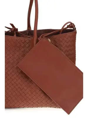 Bottega Veneta Pinacoteca Woven Leather Tote Bag - Brown