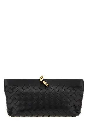 Bottega Veneta Nappa Leather Andiamo Clutch - Black