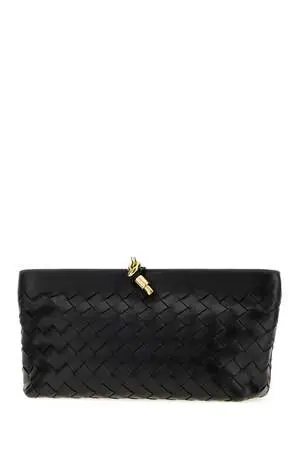 Bottega Veneta Nappa Leather Andiamo Clutch - Black