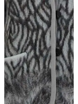 FORTE_FORTE Brushed Cardigan With Heron Feather Motif - Gray