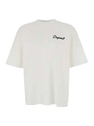 Dsquared2 T-shirt With Embroidered Logo On The Front In Cotton For - White