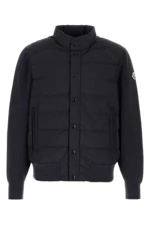 Moncler Navy Cotton Blend Cardigan - Blue