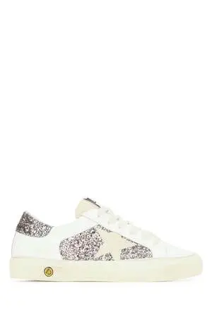 GOLDEN GOOSE May Leather And Glitter Sneakers - Multicolor