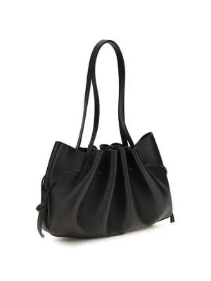 Yuzefi Drawstring Shoulder Bag With Top Handle - Black