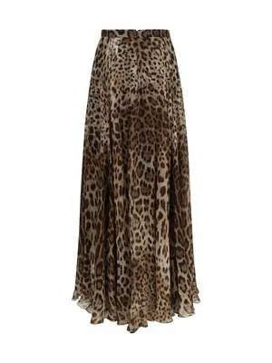 Dolce & Gabbana Leopard-print Chiffon Maxi Skirt