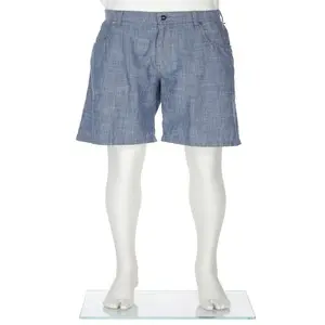 Fendi Cotton Chambray Bermuda Shorts With Leather Logo Patch - Light Blue