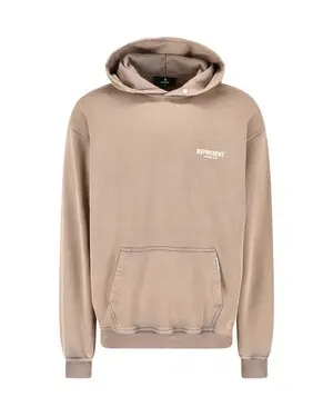 REPRESENT Distressed Cotton Hoodie - Almond