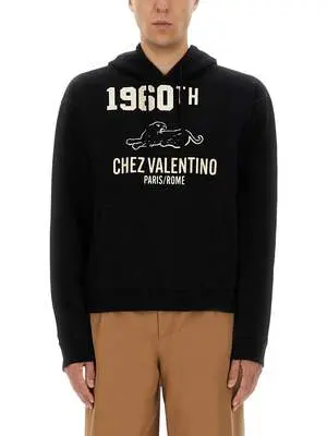 Valentino Garavani S Cotton-viscose Hoodie - Black