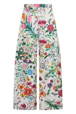Gucci Floral Silk Wide-leg Palazzo Pants - Multicolor