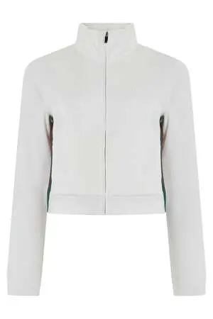 Gucci Cotton Ribbed High Collar Cropped Zip Hoodie