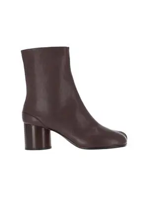 MAISON MARGIELA Leather Block Heel Ankle Boots - Brown