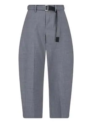 Sacai Textured Wool-blend Trousers - Grey