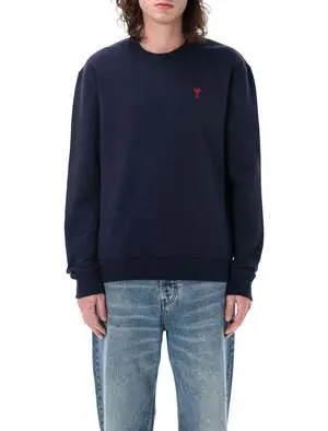 AMI Paris Mini Heart Logo Cotton Crewneck Sweatshirt