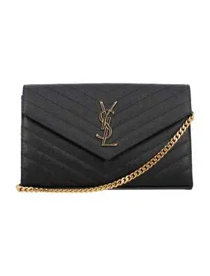 Saint Laurent Mini Leather Shoulder Bag With Chain Strap Height 14 Cm, Width 22.5 Cm - Nero
