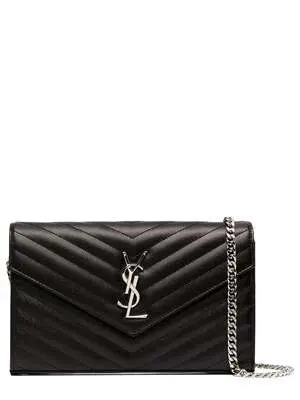 Saint Laurent Cassandre Quilted Chain Wallet Bag - Nero