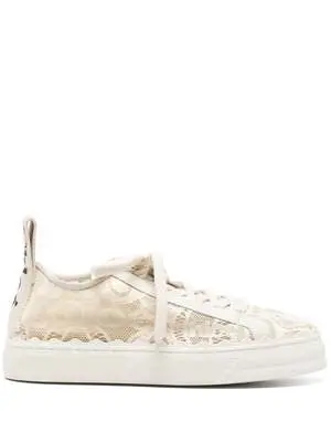 Chloé Chic Lace-up Sneakers With Back Loop For - Beige
