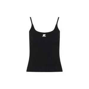 COURREGES Rib Knit Tank Top - Black