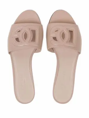 Dolce & Gabbana Dg Logo Leather Flat Sandals