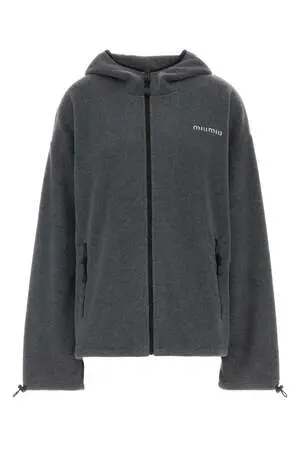 Miu Miu Dark Grey Pile Oversize Sweatshirt - Gray