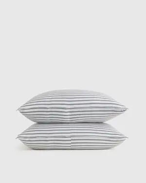 Quince Bamboo Stripe Sham Set - Double Stripe Nightfall