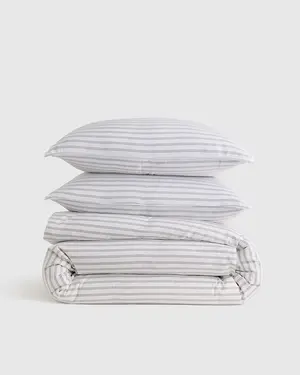 Quince Bamboo Stripe Duvet Cover Set - Double Stripe Sage
