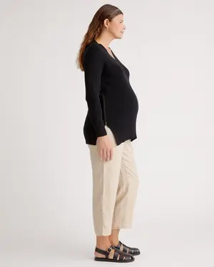 Quince Fisherman Side Zip Maternity & Nursing Sweater