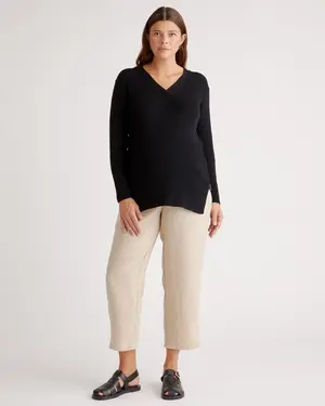 Quince Fisherman Side Zip Maternity & Nursing Sweater