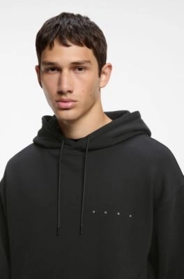 Hugo Cotton Hoodie With Spaced Logo And Back Graphic