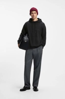 Hugo Cotton Hoodie With Spaced Logo And Back Graphic