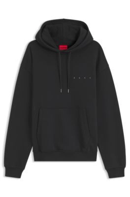 Hugo Cotton Hoodie With Spaced Logo And Back Graphic