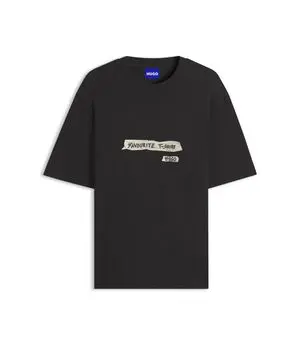 Hugo Cotton-jersey T-shirt With Graphic Print - Black