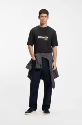 Hugo Cotton-jersey T-shirt With Graphic Print - Black