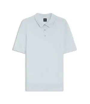 BOSS Regular-fit Knit Polo In Structured Fabric - Light Blue