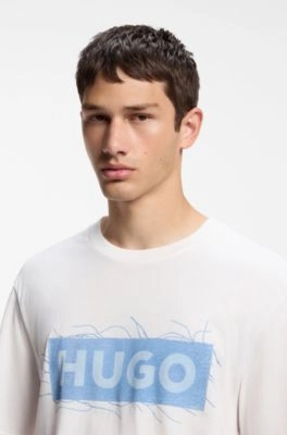 Hugo Cotton-jersey T-shirt With Graphic Print - White