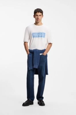 Hugo Cotton-jersey T-shirt With Graphic Print - White