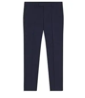 BOSS Slim-fit Pants In Melange Stretch Wool And Linen Blend - Dark Blue