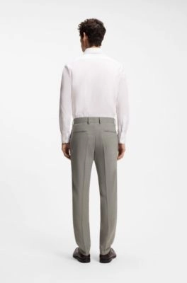 BOSS Slim-fit Pants In Melange Stretch Wool And Linen Blend