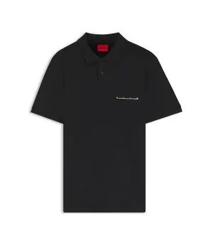 Hugo Cotton Piqué Polo Shirt With Logo Detail - Black