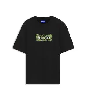 Hugo Cotton T-shirt With Embroidered Logo Artwork