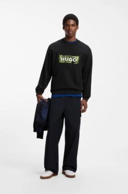 Hugo Cotton Terry Sweatshirt With Embroidered Logo