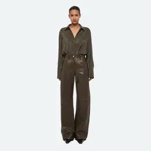 Helmut Lang Leather Relaxed Bootcut Pants