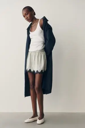 LYREBIRD Silken Lace-trim Shorts Desert Sage