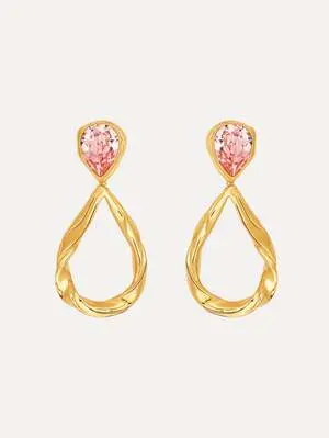 Oscar De La Renta Loop Drop Clip-on Earrings With Crystal - Blush