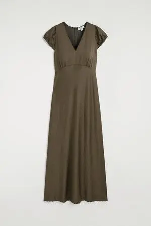 Cos Embroidered Satin Midi Dress