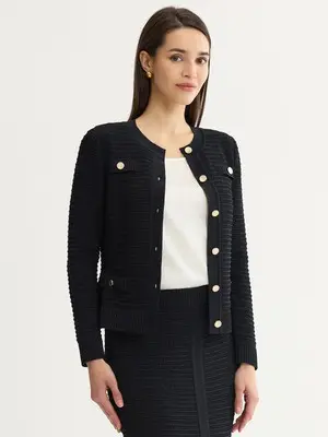 Misook Monochromatic Ottoman Knit Jacket