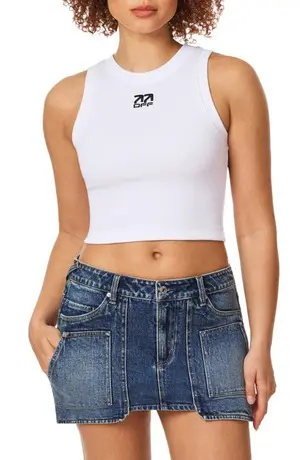 L/AB OFF-WHITE Graphic Rib Crop Tank - Bright White
