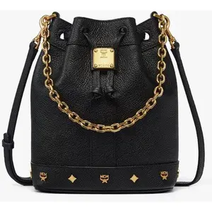 Mcm Mini Pina Drawstring Bag In Studded Calfskin - Black